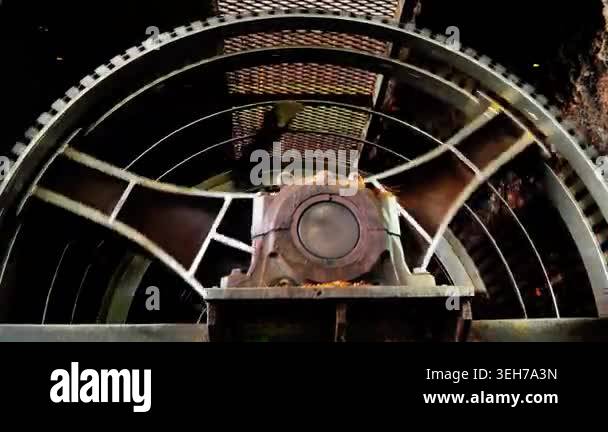Close-Up of Large Rotating Thresher Machine in Palm Oil Mill Factory ...