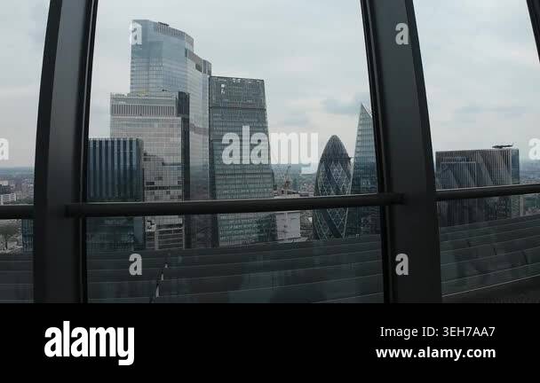 London city viewed through a large window. High quality 4k footage ...