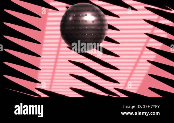 Cgi metallic sphere with a textured surface hovering and rotating on an ...