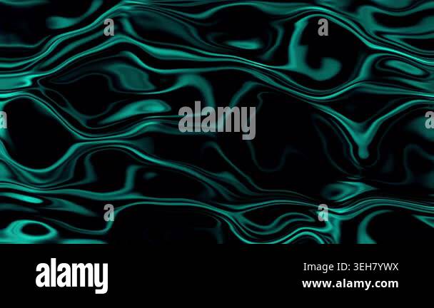 Dark background with flowing turquoise liquid lines creating a smooth ...