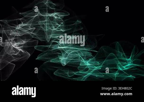 Abstract background with waving and glowing particles forming a fluid ...