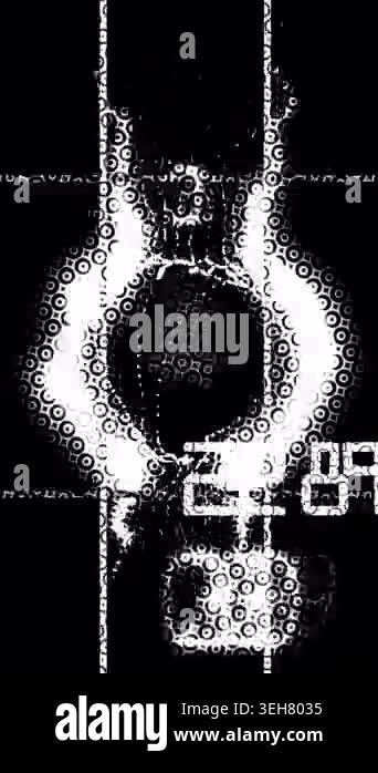 Monochrome animated background with flickering halftone patterns and ...