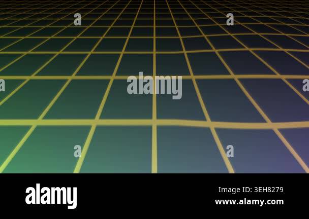 Retro wave perspective grid flowing toward horizon, cinematic digital ...