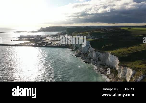 Spectacular aerial footage showing the iconic white cliffs of dover and ...