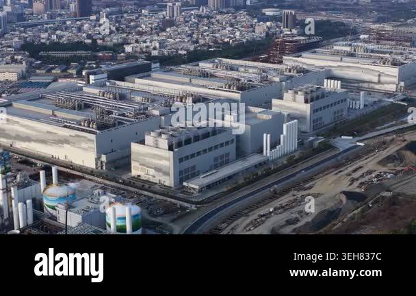 Aerial view of TSMC semiconductor manufacturing facility in Taiwan ...