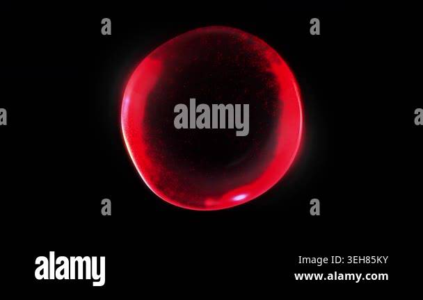 Red liquid sphere on black background. Red transparent ball. Red ...