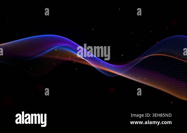 Digital dark blue wave frame black background. Abstract blue glowing ...