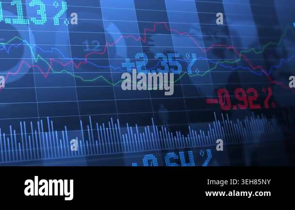 Trading background. News screen of numbers and sales charts ...