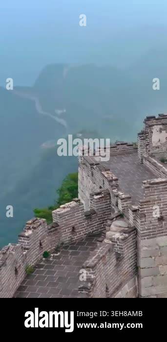The Great Wall of China stretches across the landscape in a unique view ...