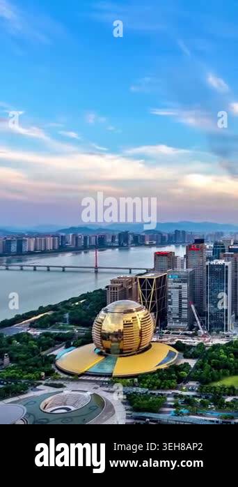 Watch as Hangzhou City transforms from day to night. The skyline ...