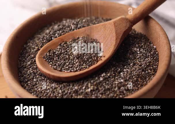 chia seeds on a light background. Useful supplements, super food ...