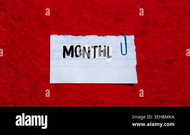Dynamic stop motion animation revealing the words 'monthly report' on a ...