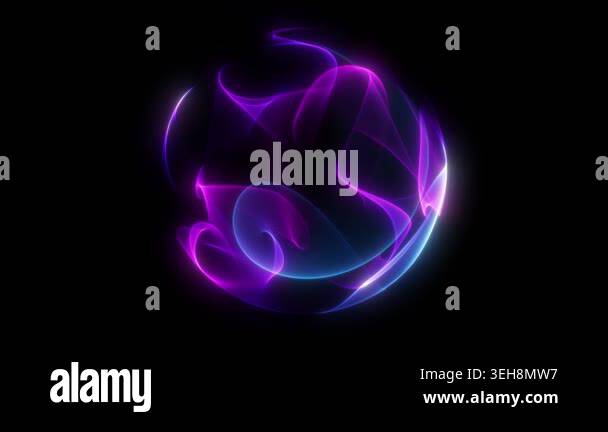 A pink, blue, purple smoky sphere. Abstract glowing energy moving ...
