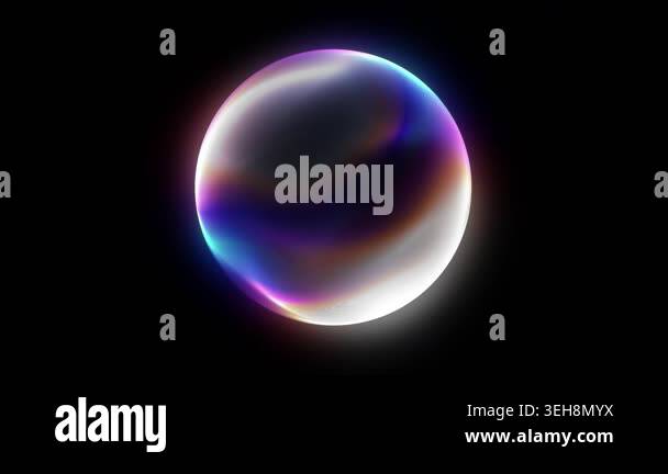Glowing iridescent white and multicolor holographic sphere with smooth ...