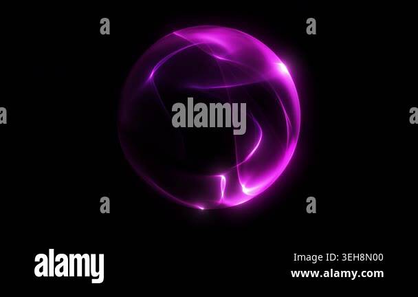 Vivid pink glowing plasma sphere with flowing neon waveforms and smooth ...