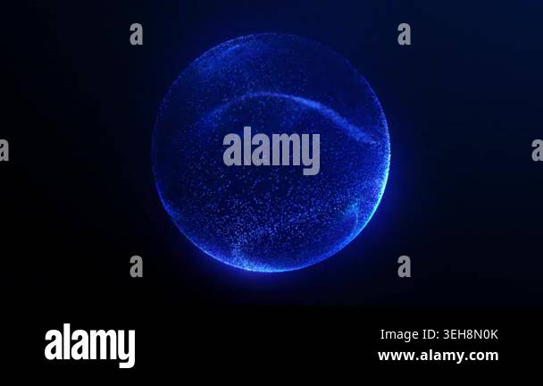 Dark blue glass snow ball on gradient dark background. Bright blue ...