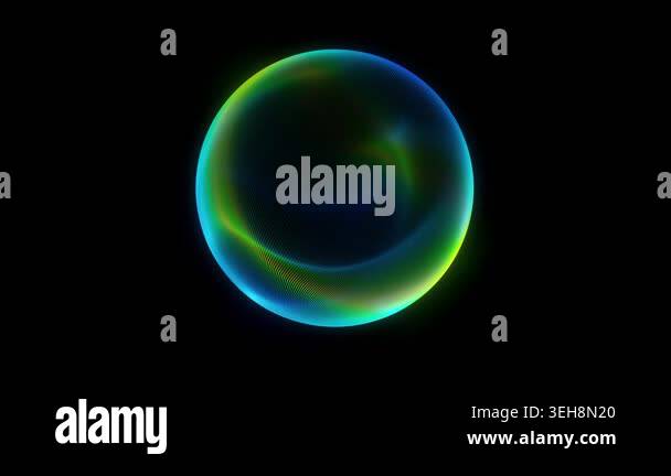 Glowing teal blue and green holographic energy sphere with soft fluid ...