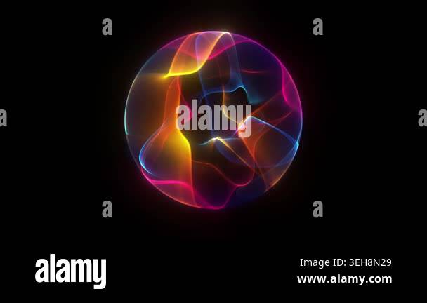 Abstract colorful sphere. Digital multicolored wave ball. Abstract ...