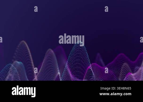 Purple waves. Abstract sound wave scale. Particles wave Cyber or ...