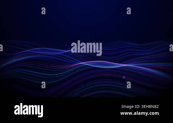 Multicolored lines form a wave-like space against a deep blue ...