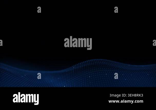 Digital dark blue wave frame black background. Abstract blue glowing ...