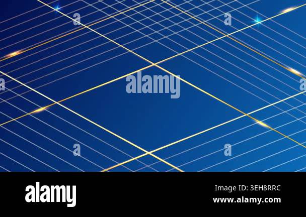 Blue Abstract Geometric Grid Background with Golden Glowing Lines Stock ...