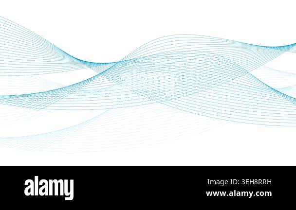 Abstract Blue Wave Lines Flowing on White Background Stock Video ...