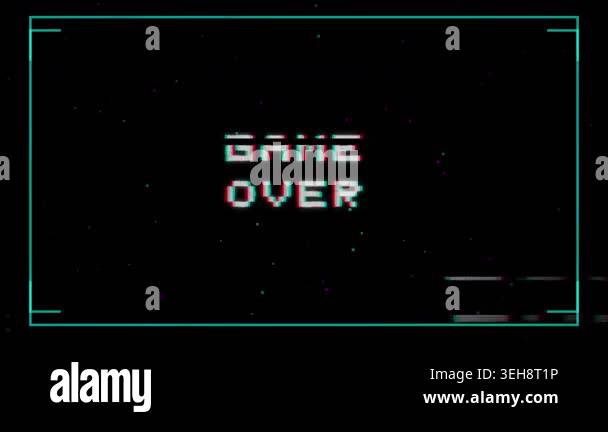 Game Over text 4K. Retro 8-bit pixel art GAME OVER text on a dark ...