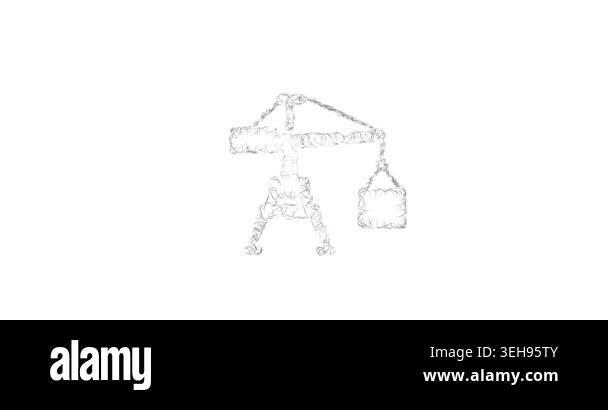 Sketch style minimal port crane icon animation - smooth progressive ...