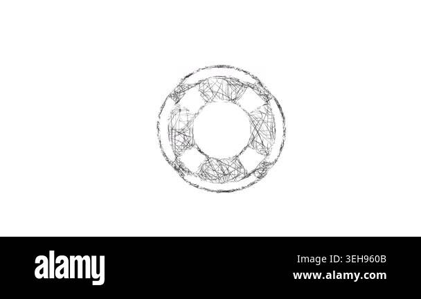 Sketch style minimal lifebuoy icon animation - smooth progressive ...