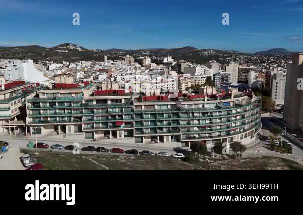 Drone aerial view of modern apartment buildings and urban cityscape in ...