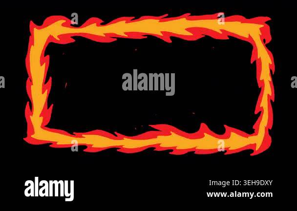 2D fire frame animation on a black screen. Burning edge effect for ...