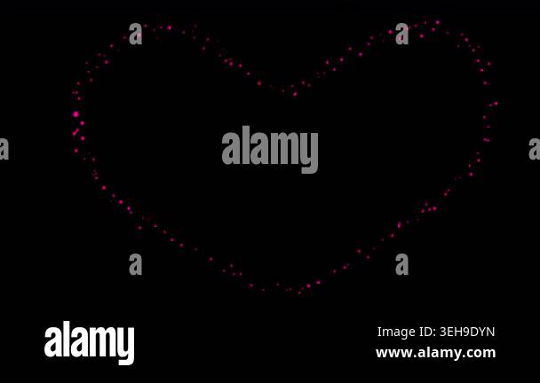 A bright line draws a heart shape on a black screen. Love line drawing ...