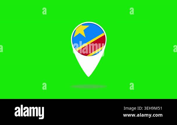 Animated location pin featuring the democratic republic of the congo ...