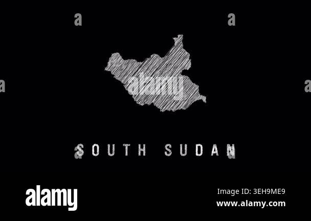Animated south sudan map with a hand drawn, scribble effect. Digital ...