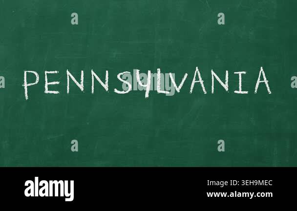 Animated handwritten text revealing the word pennsylvania. The name of ...
