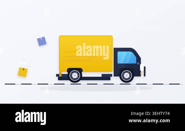 Delivery truck motion animation with e-commerce transport logistics ...