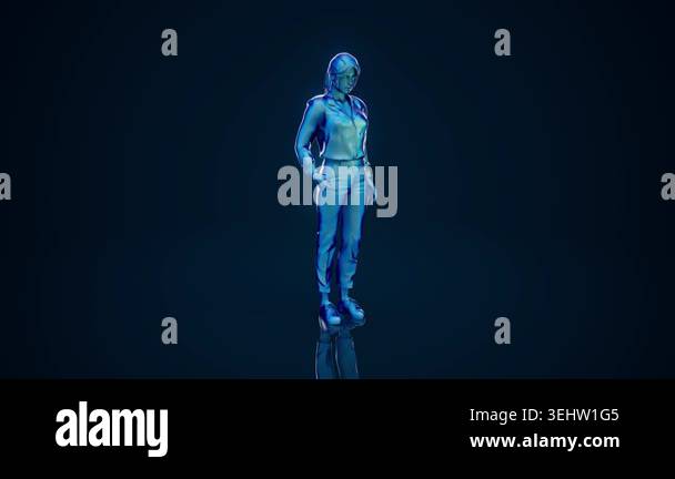 Conceptual 3D animation of a woman showing her belly with flying ...