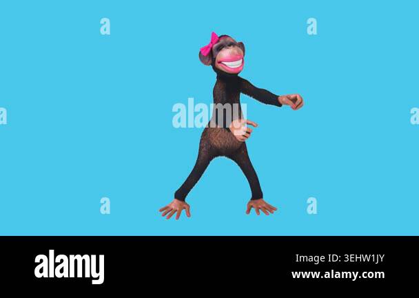 Fun 3D cartoon happy monkey dancing Stock Video Footage - Alamy