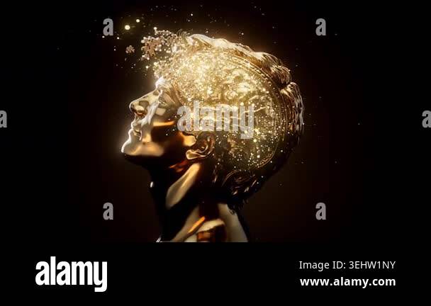 Conceptual 3D footage of a happy man with visible brain and caffeine ...