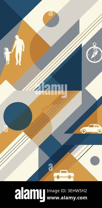 Abstract geometric Father's Day background template with dad and son ...