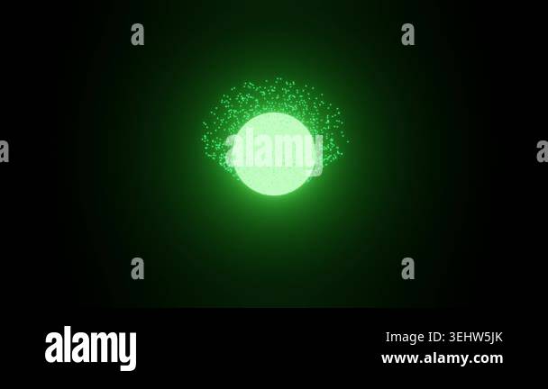 green energy core with particle fountain animation. glowing orb ...