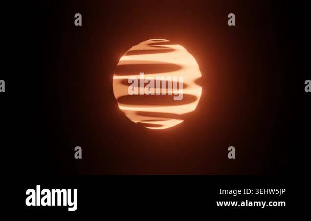 orange plasma energy sphere with liquid waves loop. glowing molten ...
