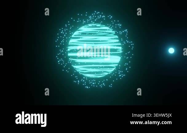 cosmic energy pulse core on black background. neon blue energy sphere ...