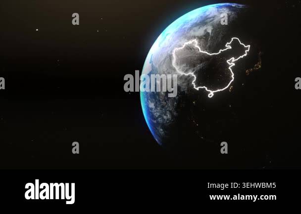 Glowing outline of the China on planet Earth in space Stock Video ...