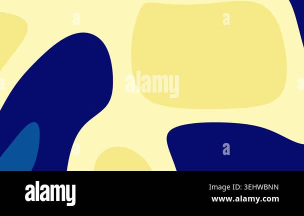 Abstract shapes in navy blue and cream colors on a soft yellow ...