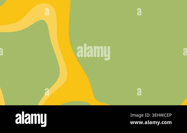 Abstract illustration with wavy shapes in yellow and green colors on a ...