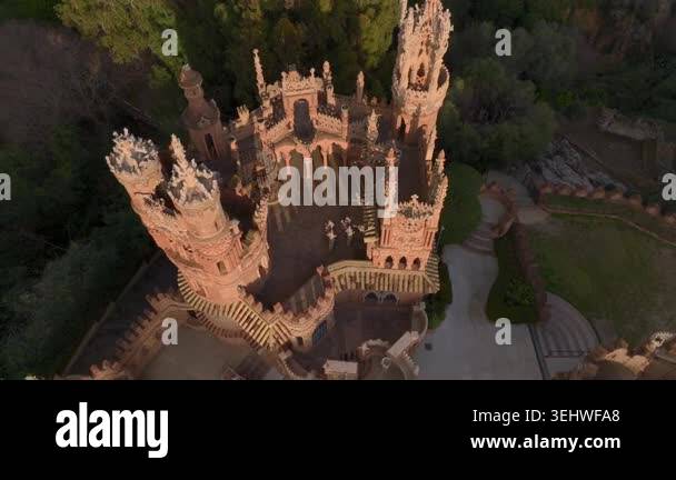 CoColomares castle, Benalmadena, Spain. Panoramic view of white village ...