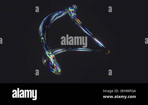 Transparent twisted glass torus with iridescent effect. Abstract ...