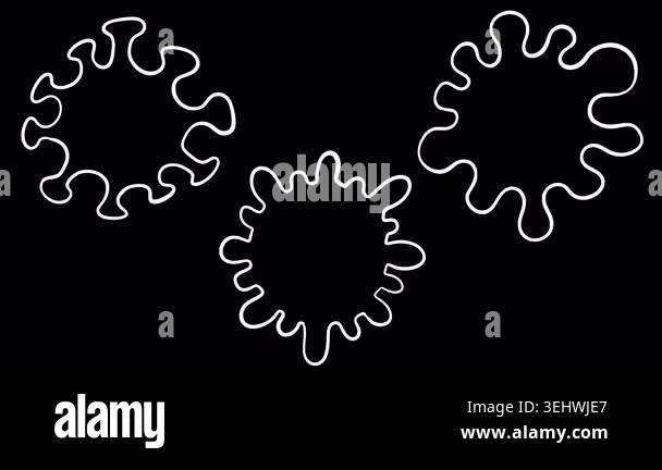 Trio of different circular bacteria with various lobed edges, animated ...